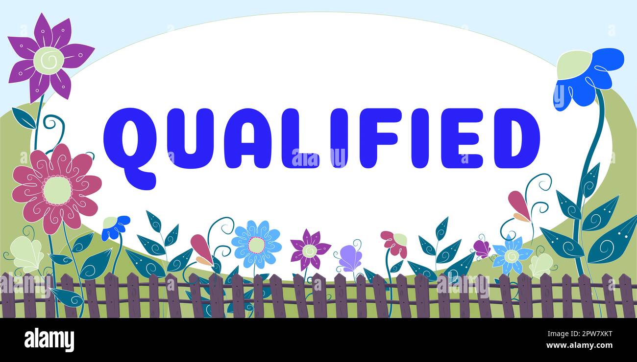 Hand writing sign Qualified, Business approach Officially trained to ...