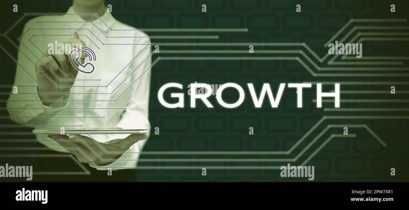 Text showing inspiration Growth, Word Written on process of increasing ...