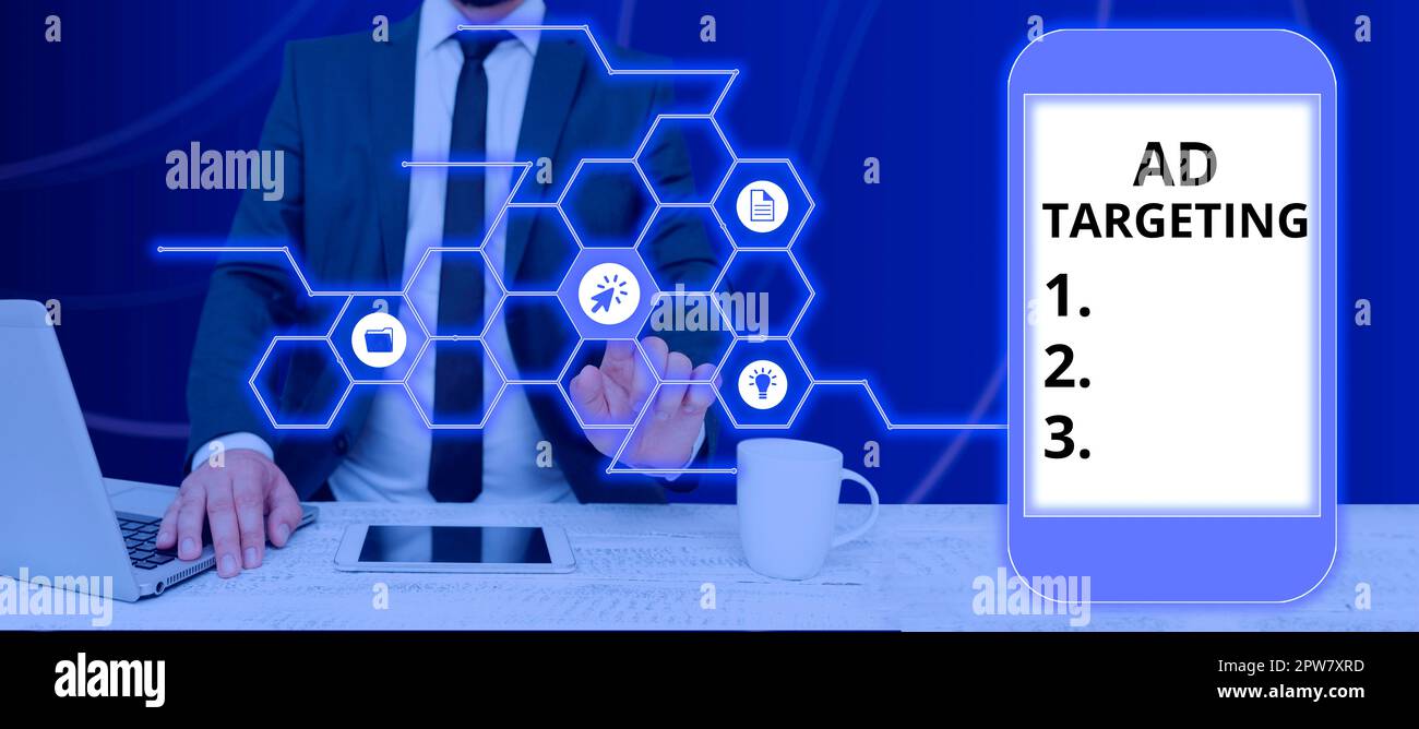Text caption presenting Ad Targeting, Business idea target the most ...