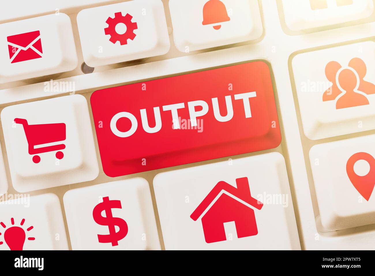 Text caption presenting Output, Word for the final result of something ...