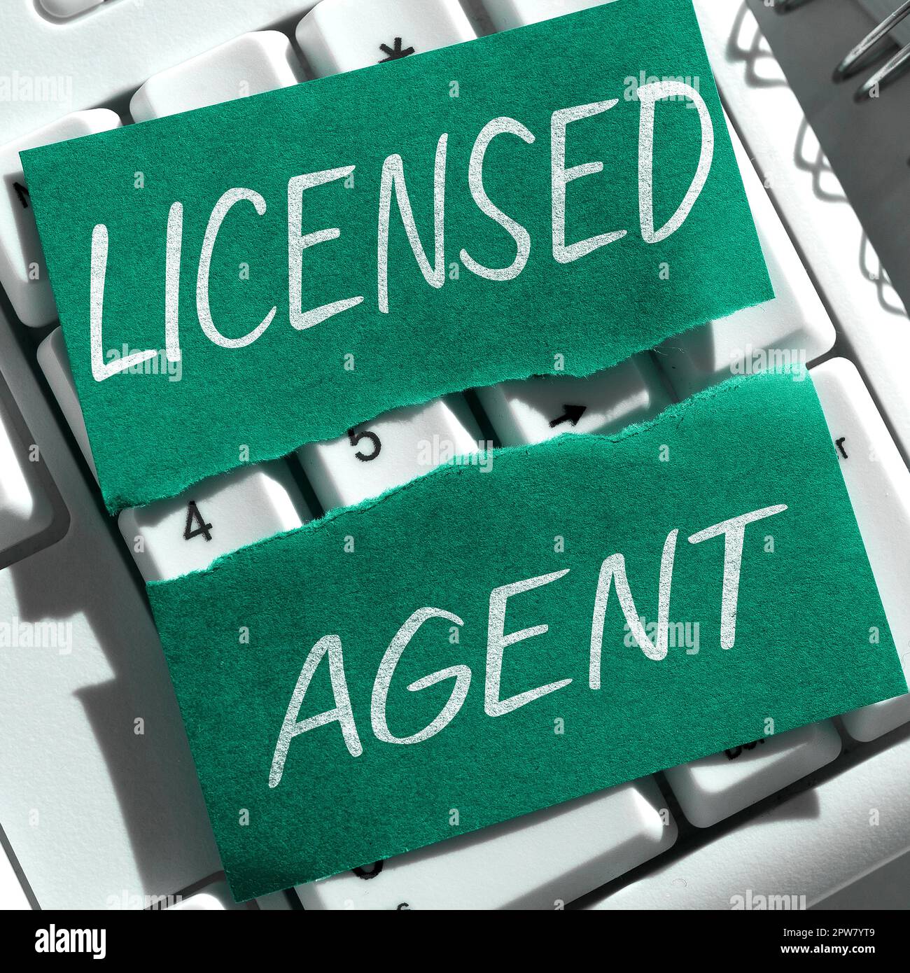 Sign displaying Licensed Agent, Business overview Authorized and ...