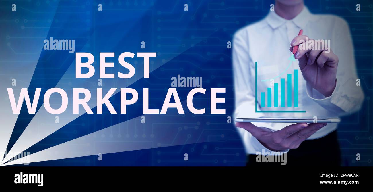 Text caption presenting Best Workplace, Concept meaning Ideal company ...