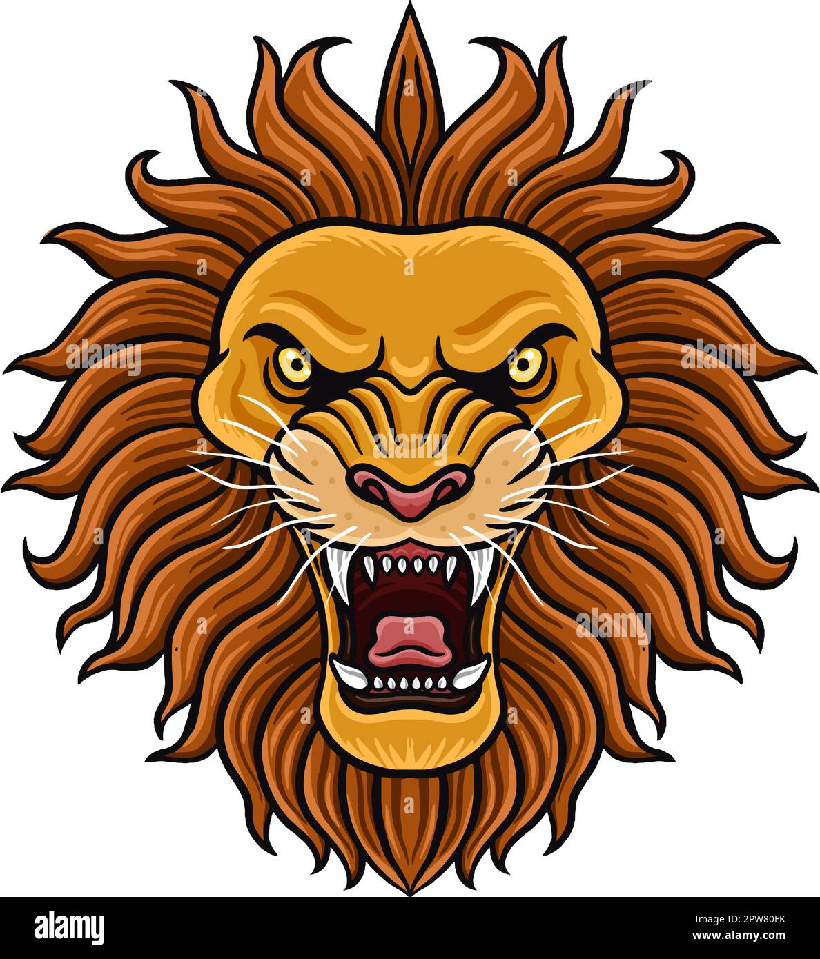Cartoon Lion Face Roaring