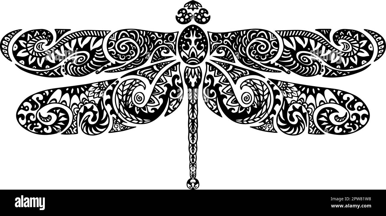 Hand drawn decorative dragonfly in zentangle style Stock Vector Image ...
