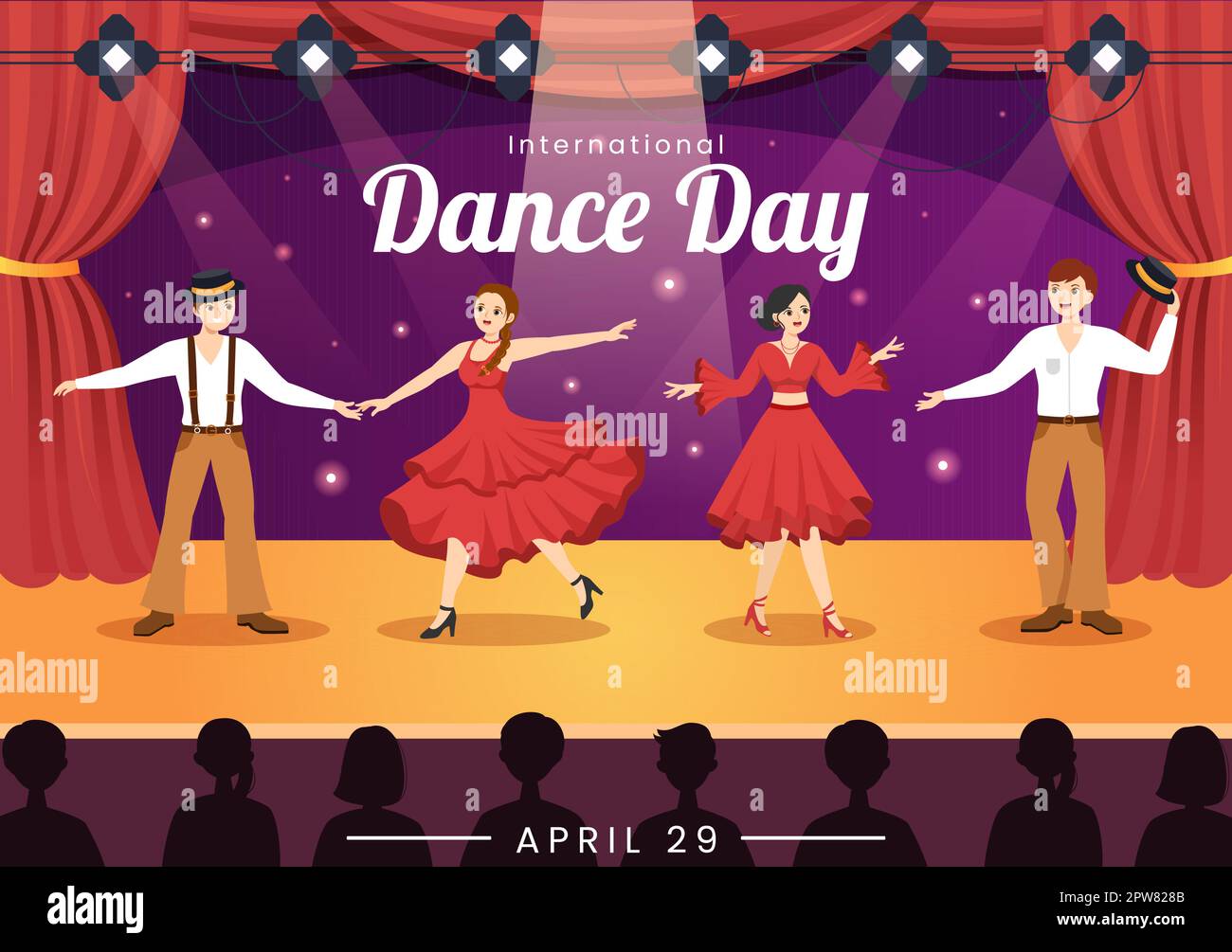 International Dance Day Illustration with Professional Dancing ...