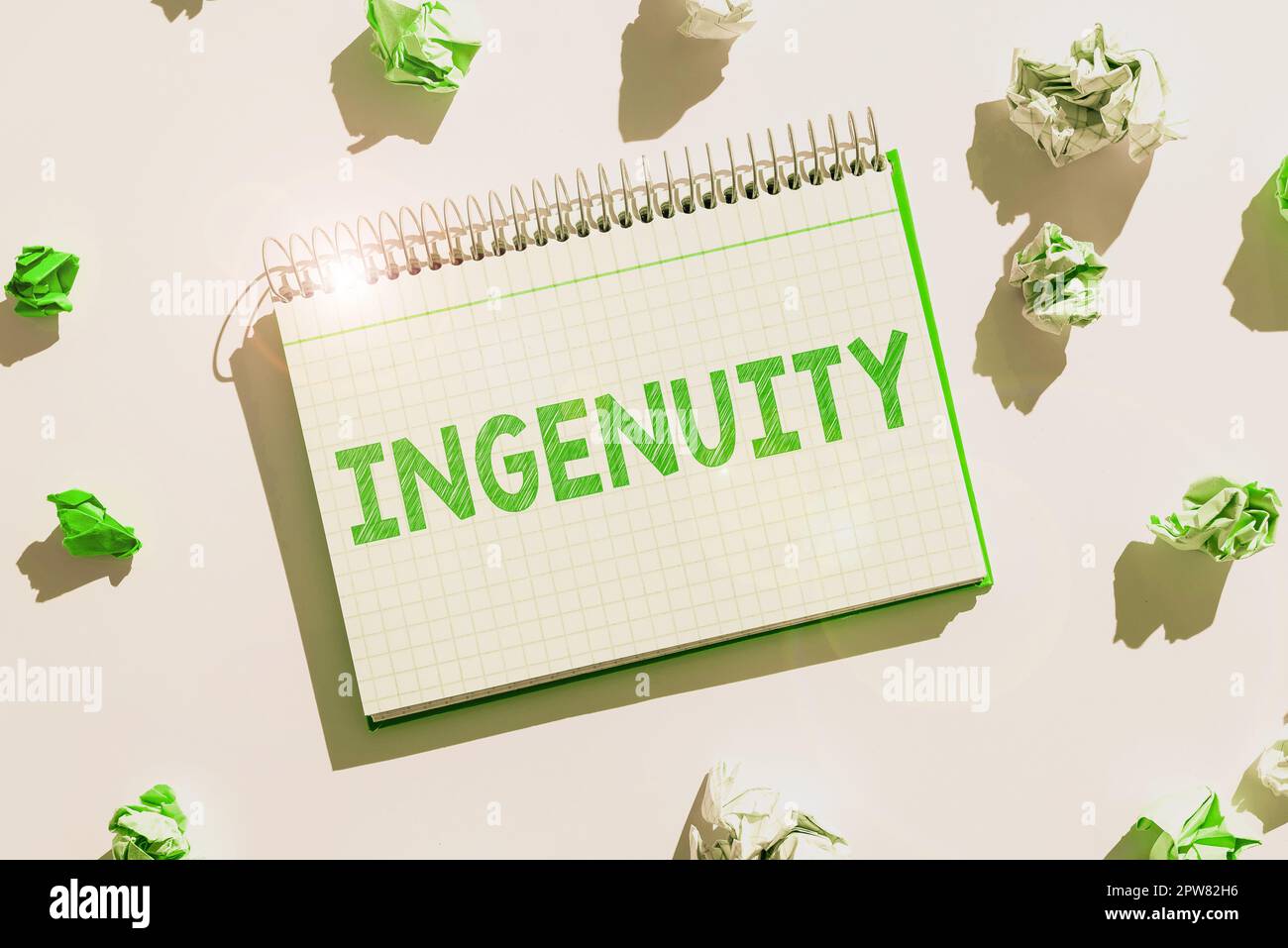 Text caption presenting Ingenuity, Word Written on the quality of being ...