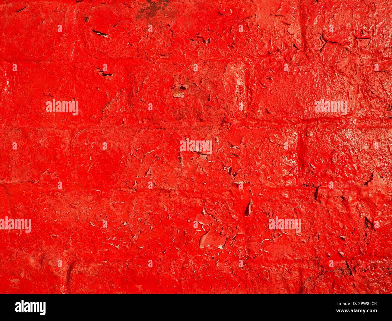 Red wall and texture background. Large bricks painted with glossy oil ...