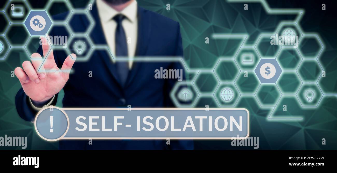 Hand writing sign Self Isolation, Business idea promoting infection ...