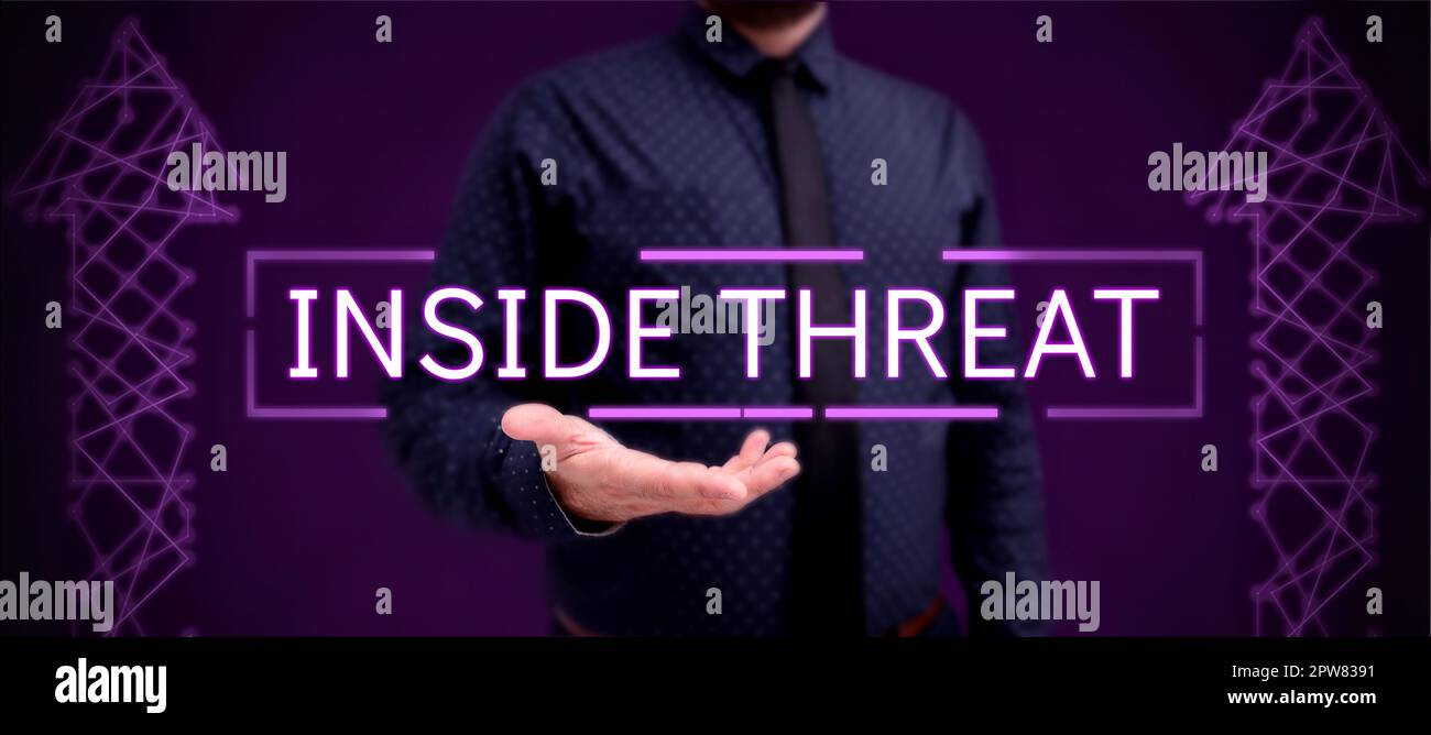 Hand writing sign Inside Threat, Business overview Information that ...