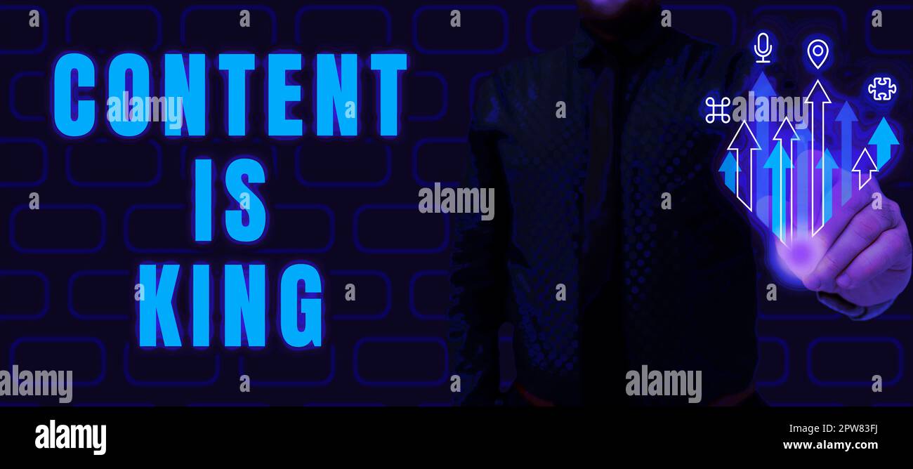 Text caption presenting Content Is King, Business overview Content is ... Text caption presenting Content Is King, Business overview Content is ...