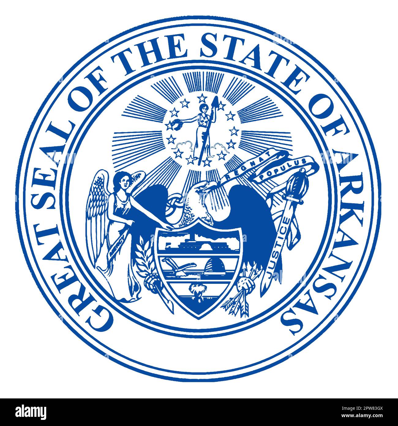 The state seal of Arkansas over a white background Stock Photo - Alamy