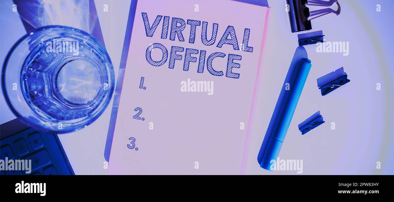 Conceptual caption Virtual Office, Concept meaning Mobile work ...