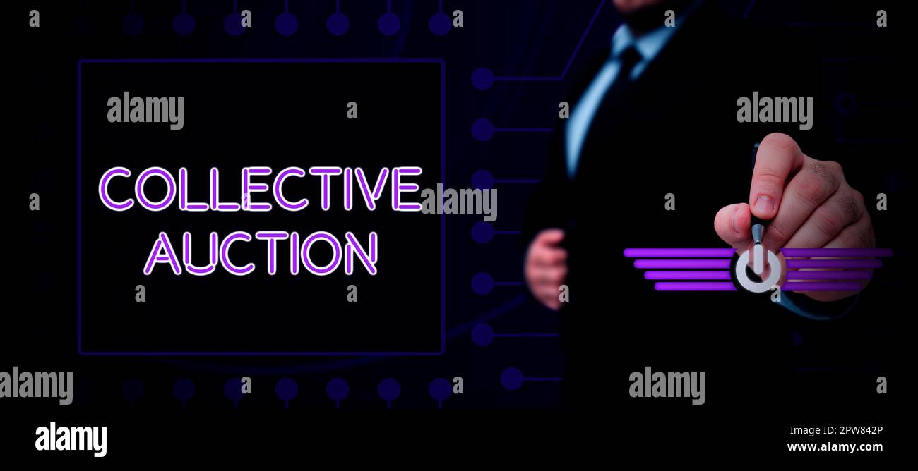 Text caption presenting Collective Auction, Concept meaning Gathering ...
