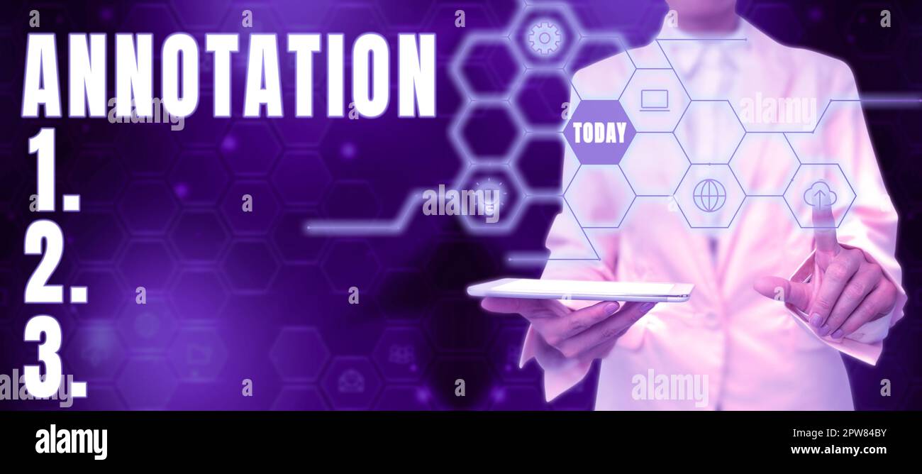 Conceptual caption Annotation, Word Written on note added by way of ...