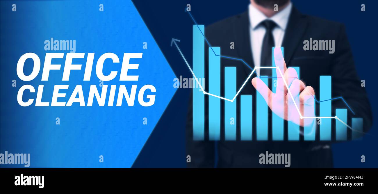 Text caption presenting Office Cleaning, Word Written on the action or ...