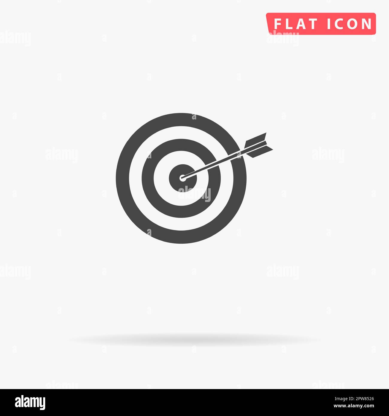 A dart is in the center of a dartboard. Target concept. Simple flat ...