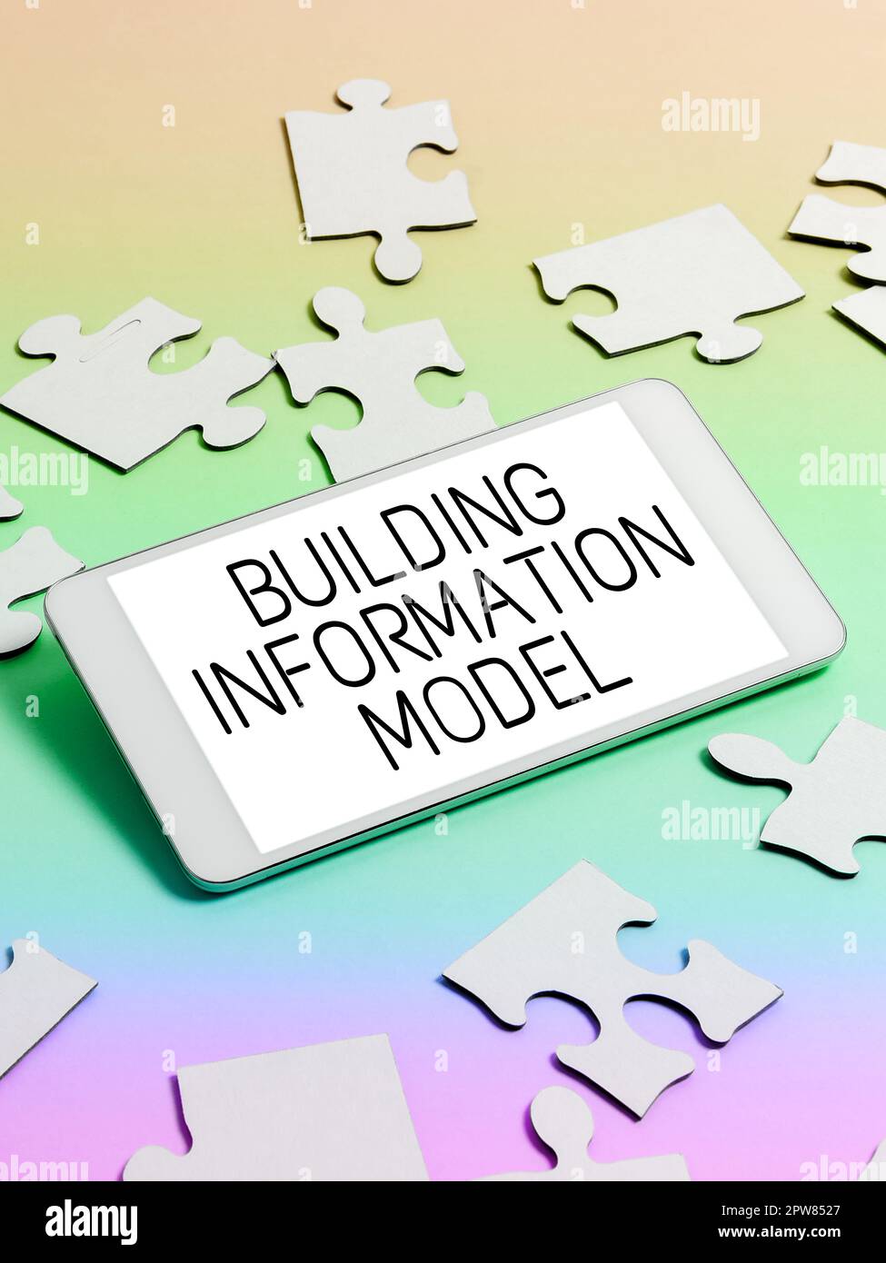 Handwriting text Building Information Model, Business showcase process ...