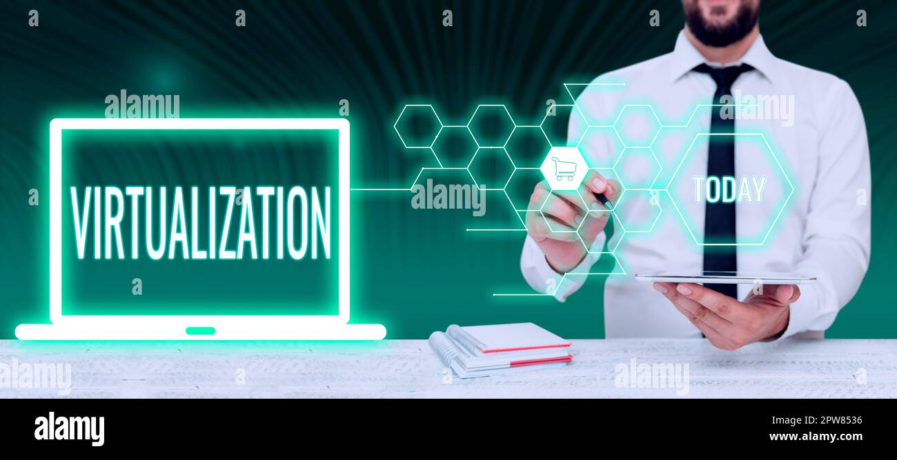 Conceptual display Virtualization, Internet Concept application of ...