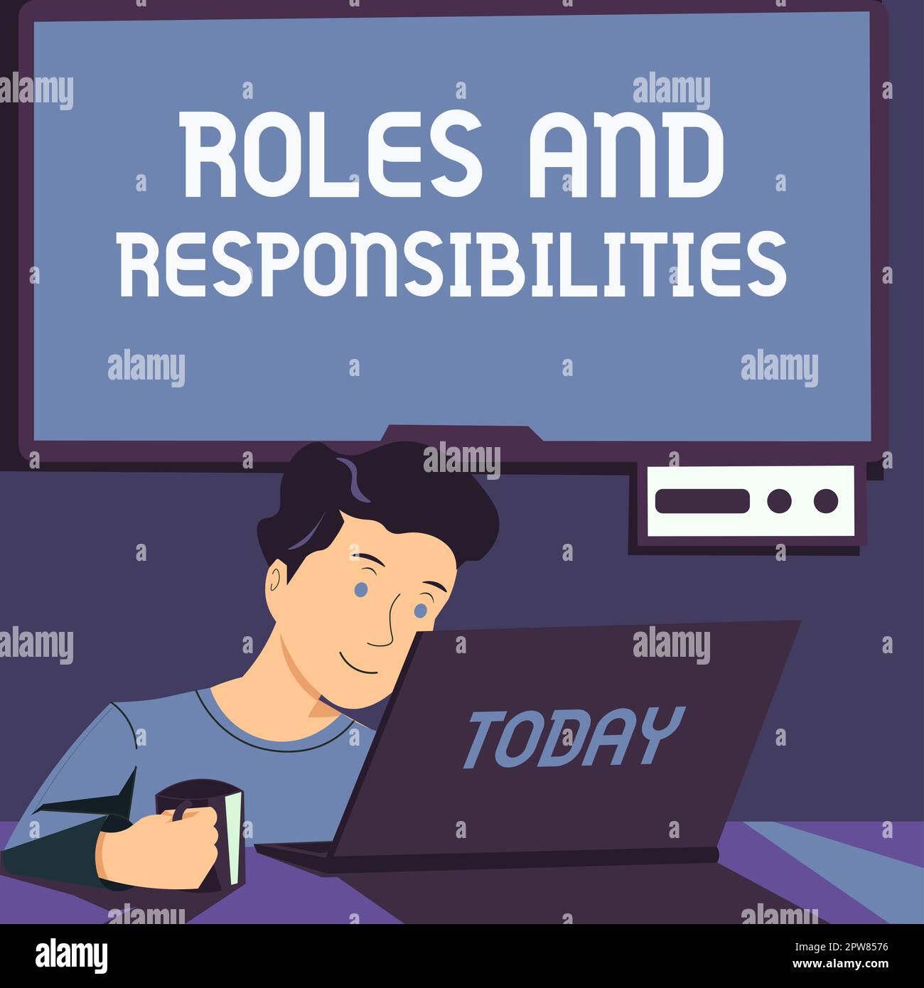 Text sign showing Roles And Responsibilities, Business overview ...