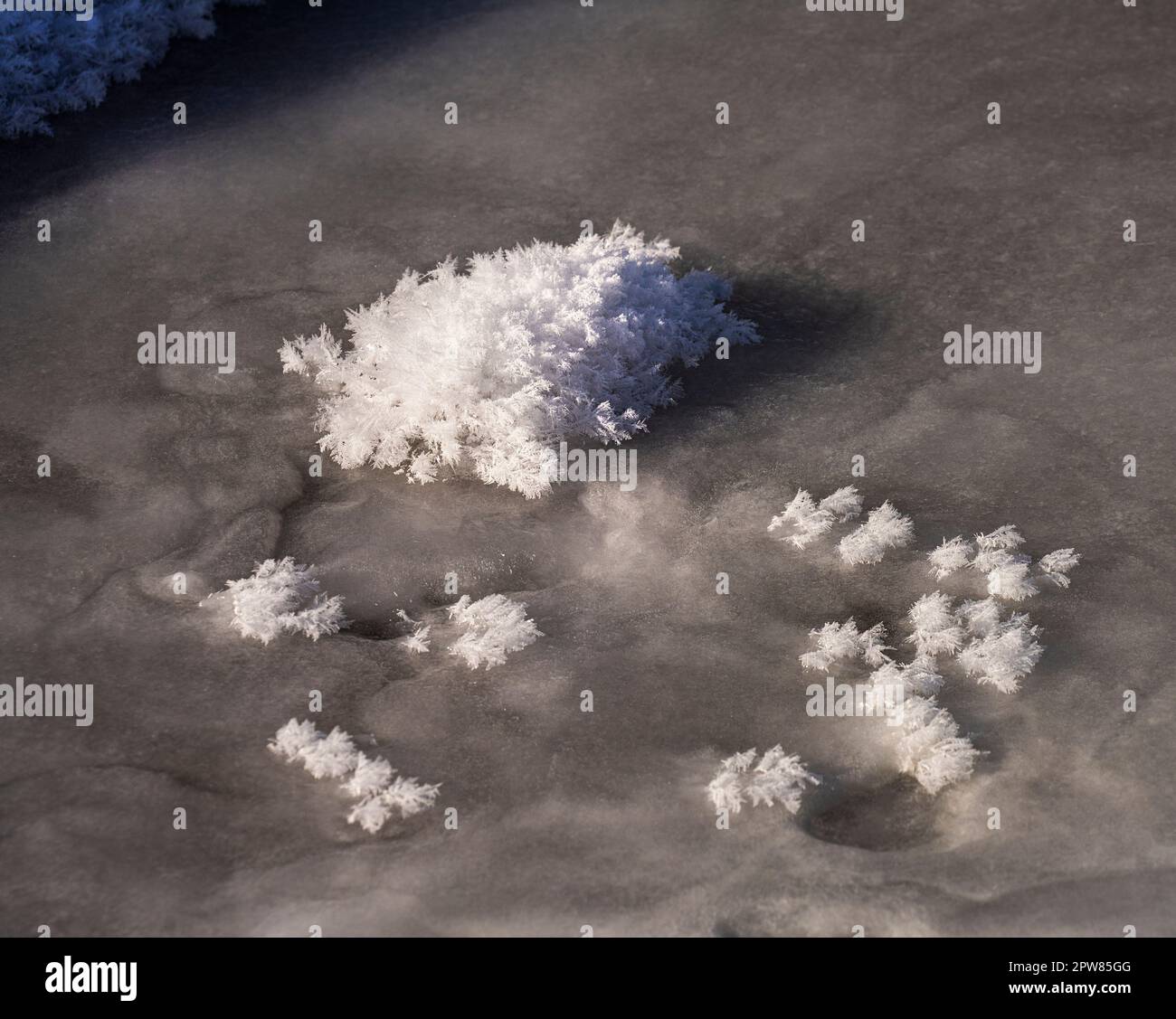 the ice formations formed on a frozen pond Stock Photo - Alamy