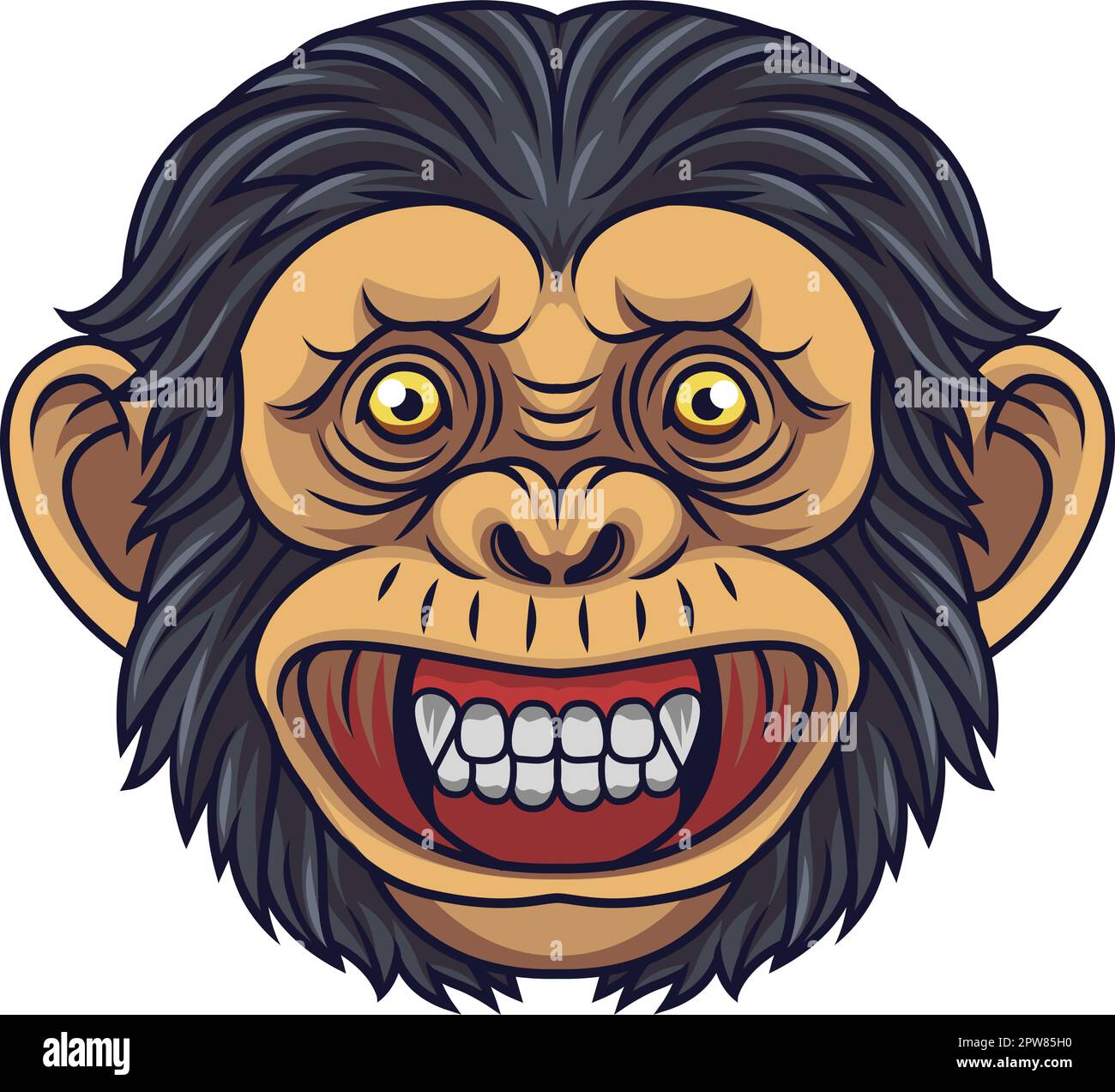 Cartoon Chimpanzee Head Mascot Stock Vector Image & Art - Alamy