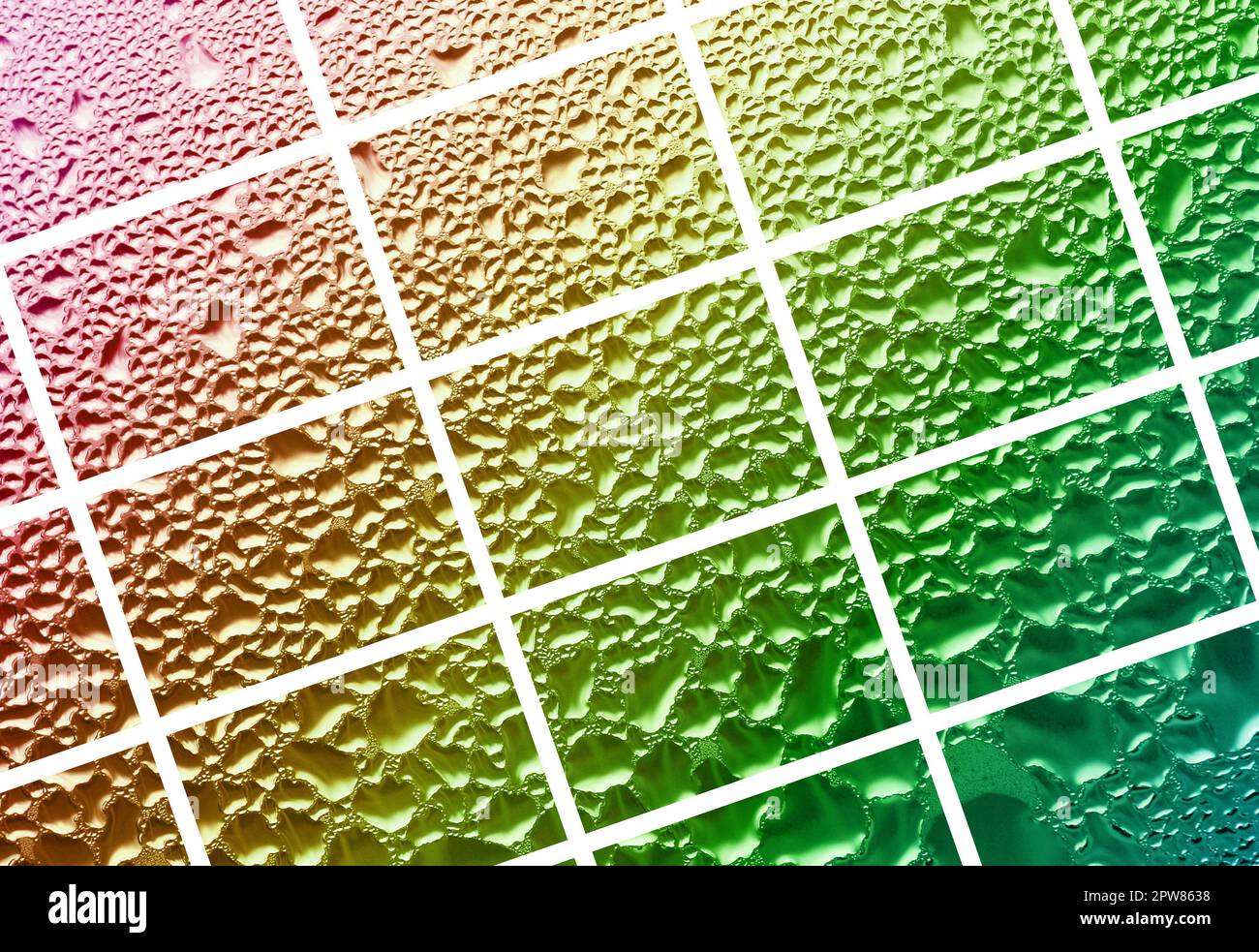 A collage of many different fragments of glass, decorated with rain ...