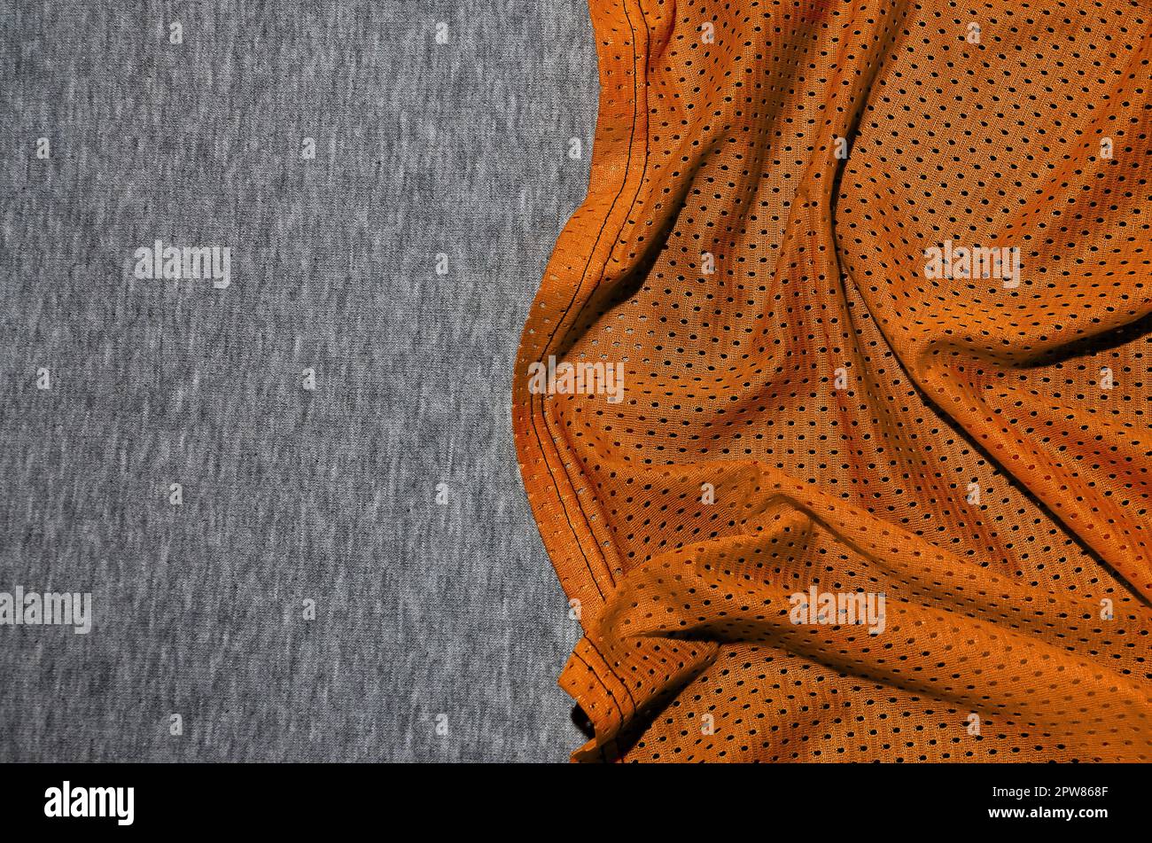 Top view of cloth textile surface. Close-up rumpled heater and knitted ...