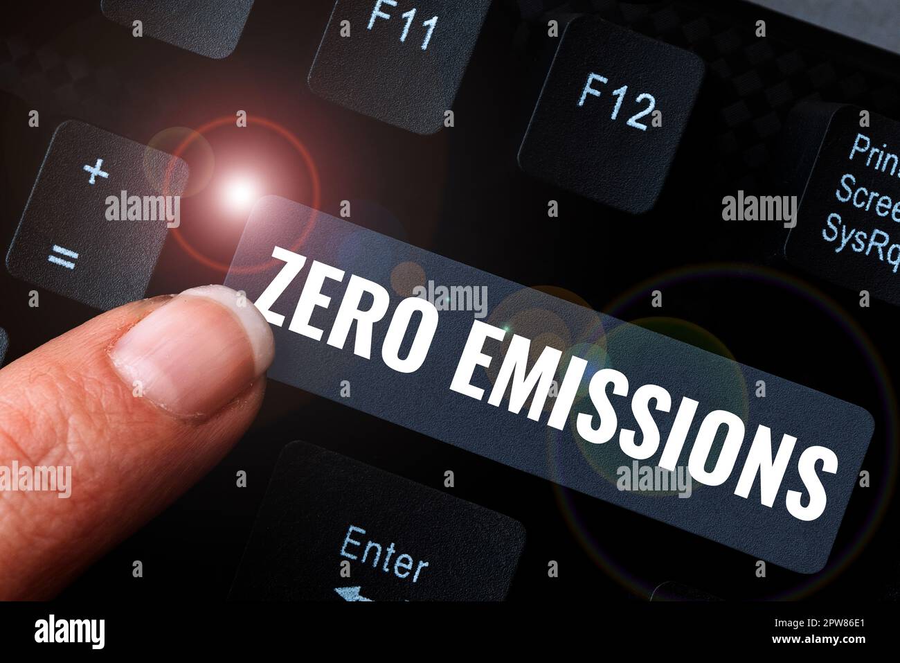 Conceptual display Zero Emissions, Word for emits no waste products ...