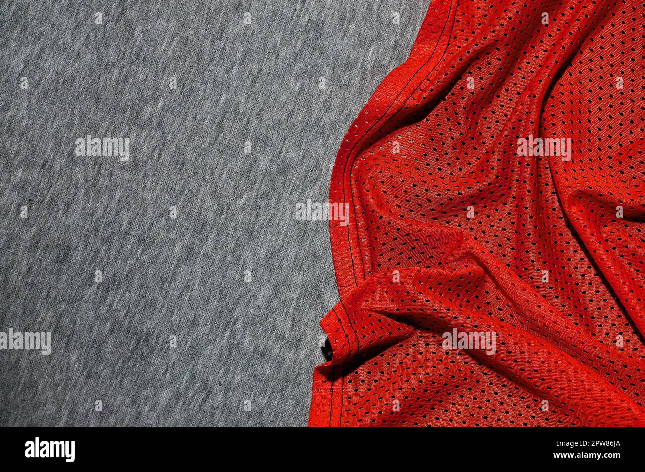 Top view of cloth textile surface. Close-up rumpled heater and knitted ...
