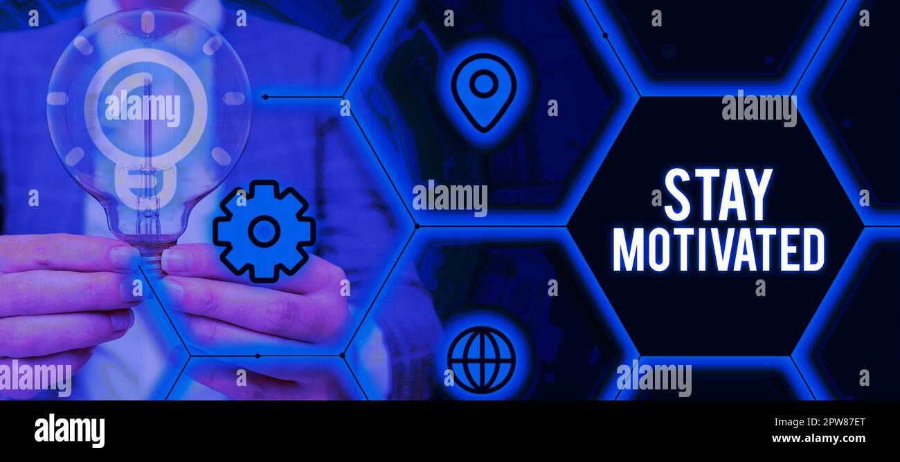 Text caption presenting Stay Motivated, Word Written on Reward yourself ...