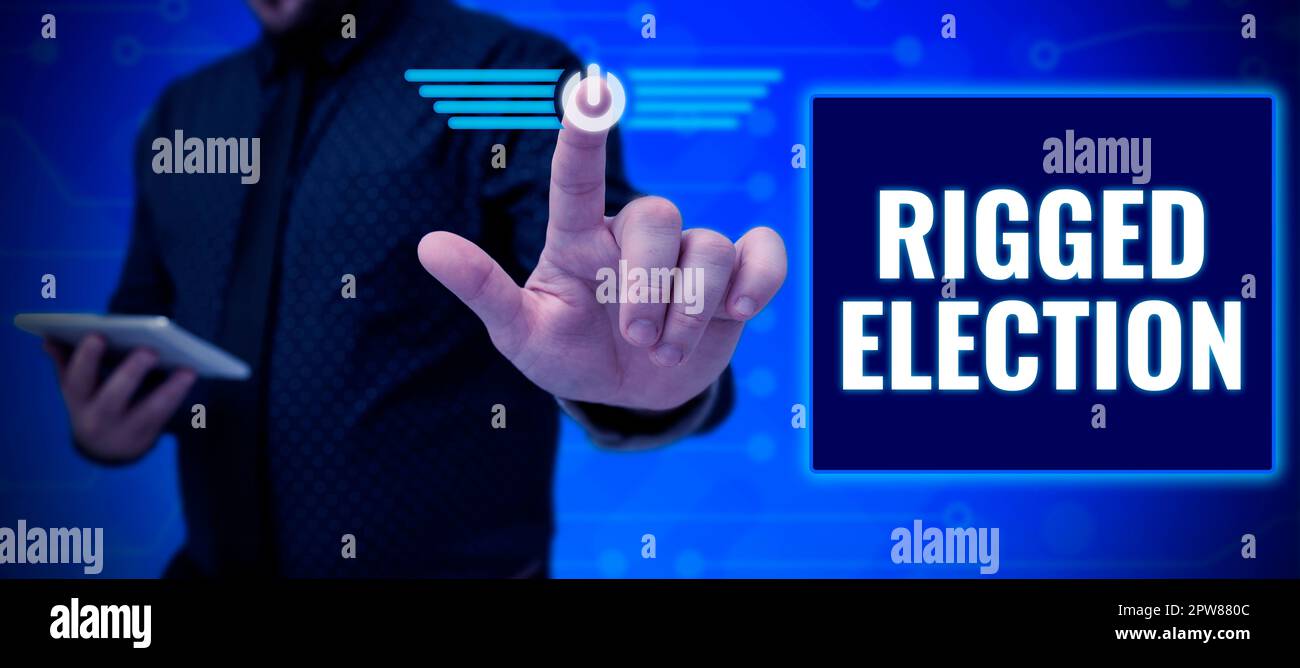 Text caption presenting Rigged Election, Business concept Manage ...
