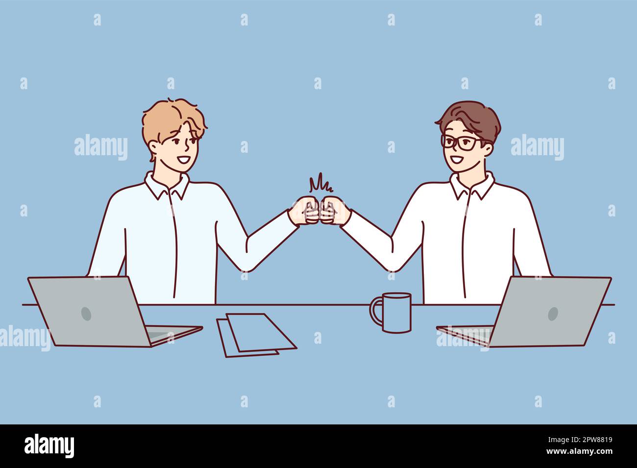 Couple celebrating laptop Stock Vector Images - Alamy