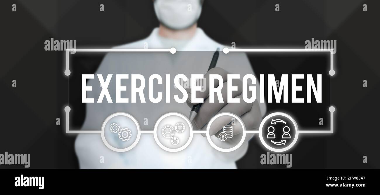 Writing displaying text Exercise Regimen, Business overview move body ... Writing displaying text Exercise Regimen, Business overview move body ...