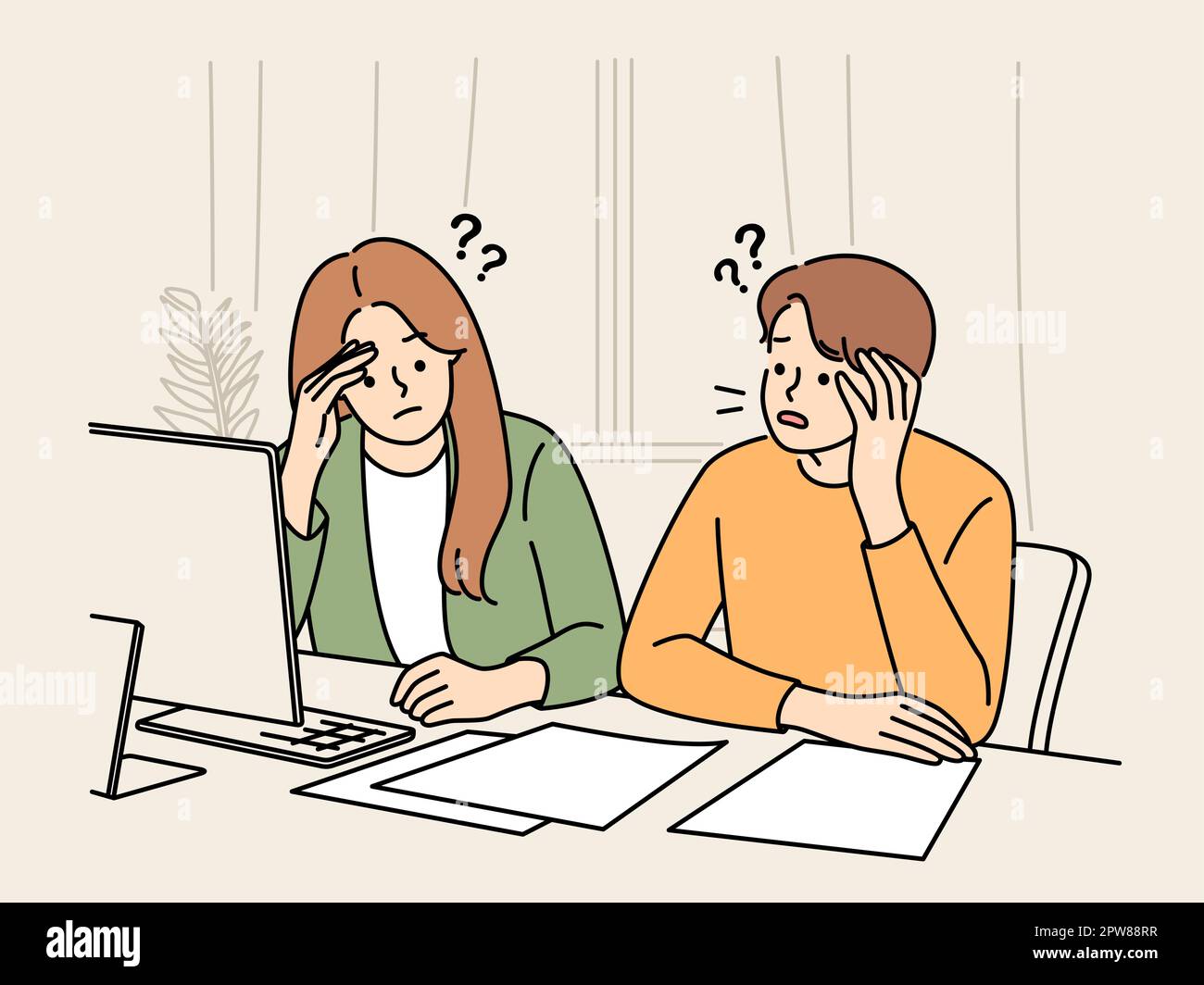 Unhappy man woman table Stock Vector Images - Alamy