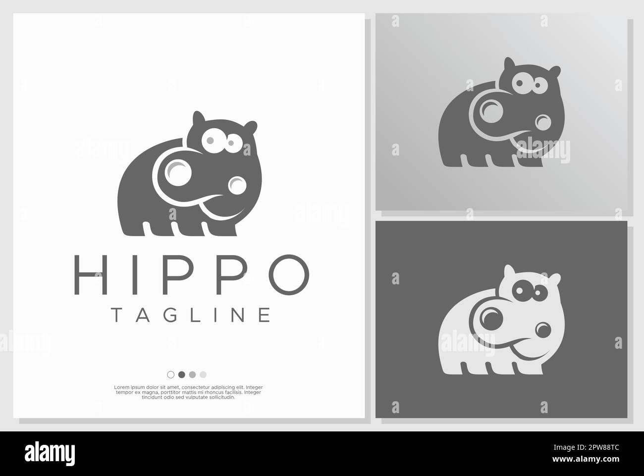 Hippopotamus logo design illustration. Hippo mascot logo graphic Stock ...