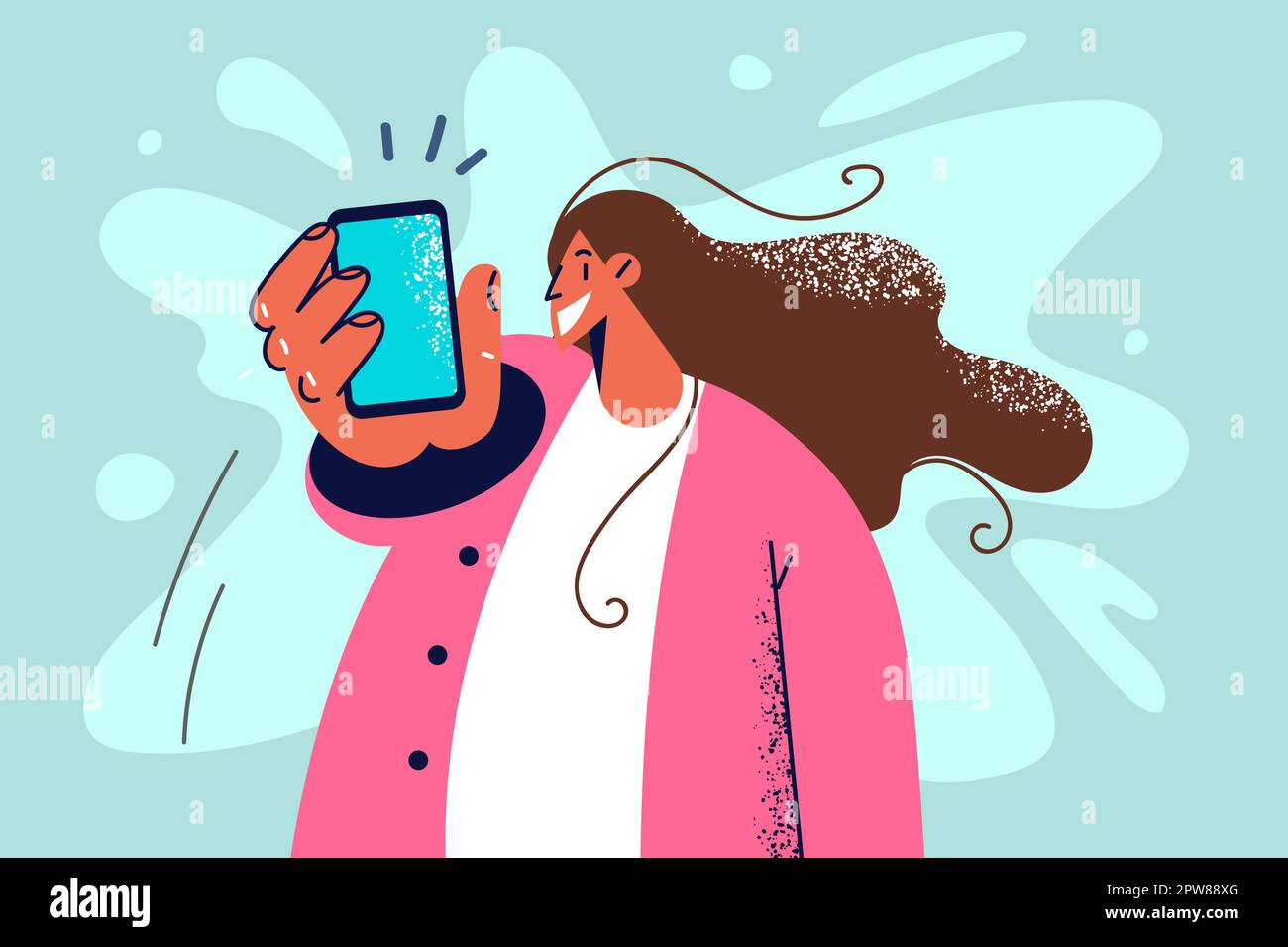 Woman smartphone message screen Stock Vector Images - Alamy