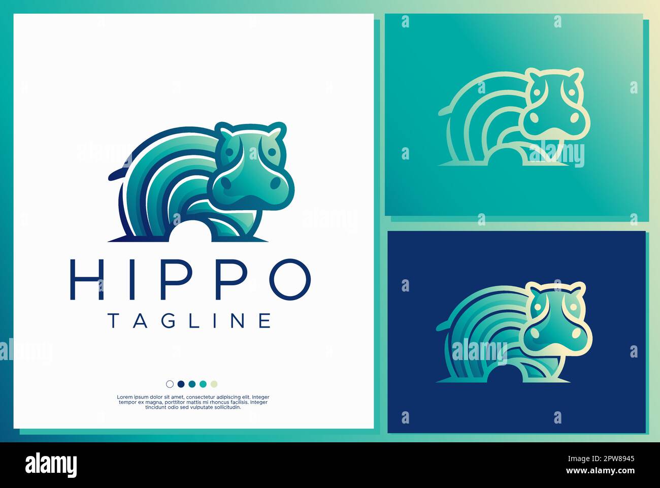 Colorful hippo logo design template. Hippopotamus mascot logo branding ...