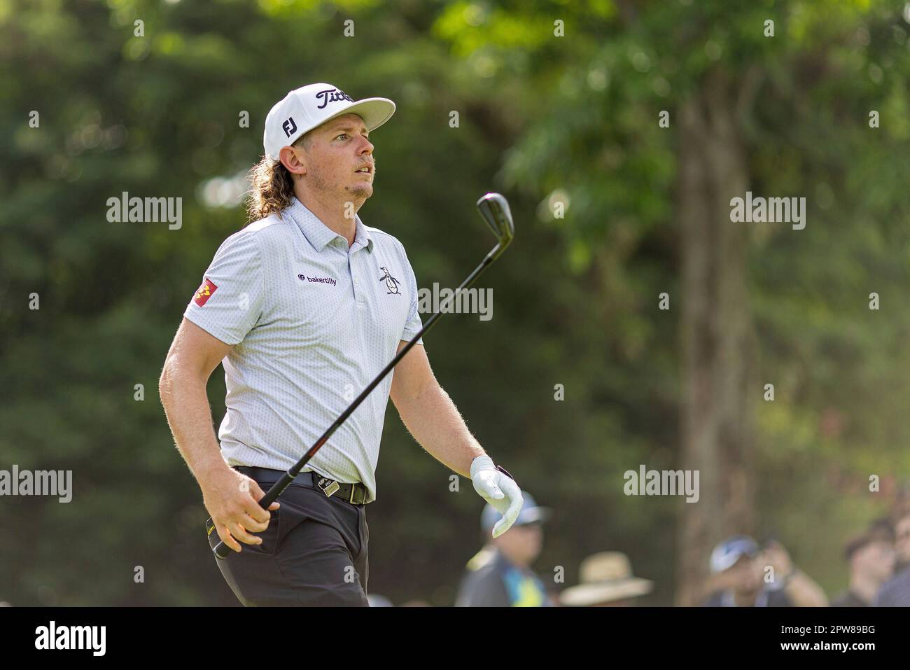 Captain Cameron Smith of Ripper GC walks off the eighth tee during the ...