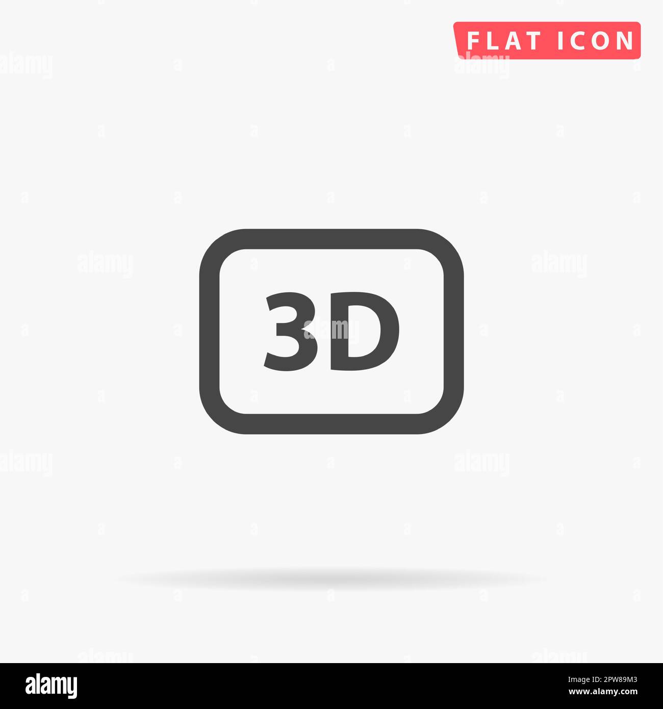 3d. Simple flat black symbol with shadow on white background. Vector ...