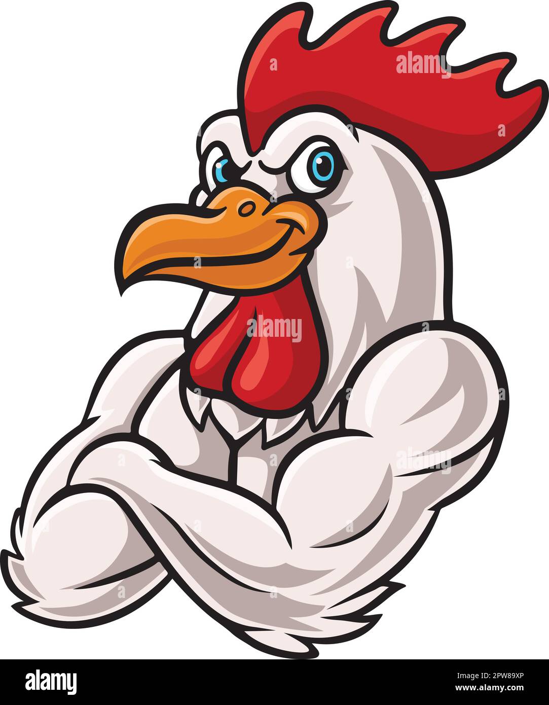 Cartoon strong chicken mascot character Stock Vector Image & Art - Alamy