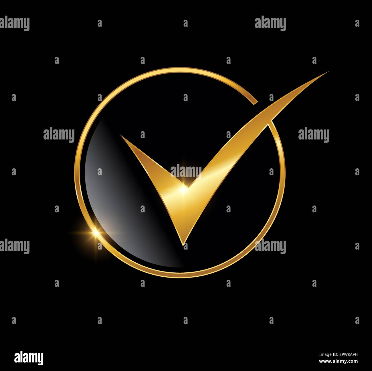 Golden checkmark Stock Vector Images - Alamy