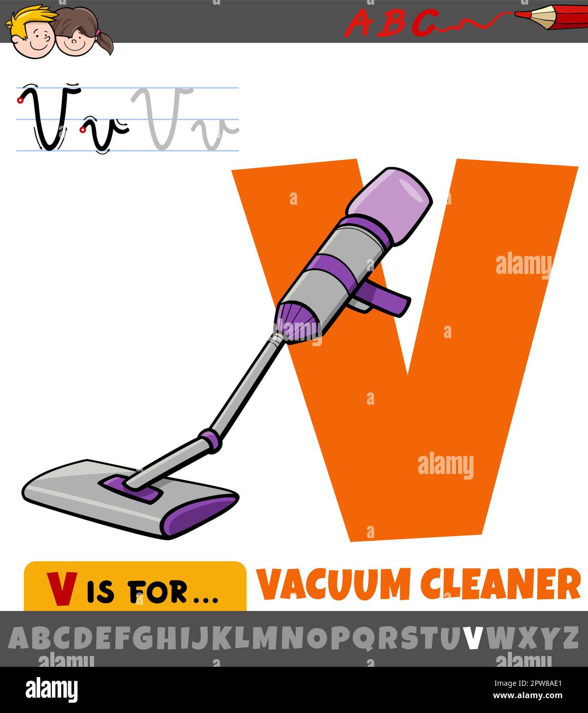 letter V from alphabet with vacuum cleaner Stock Vector Image & Art - Alamy