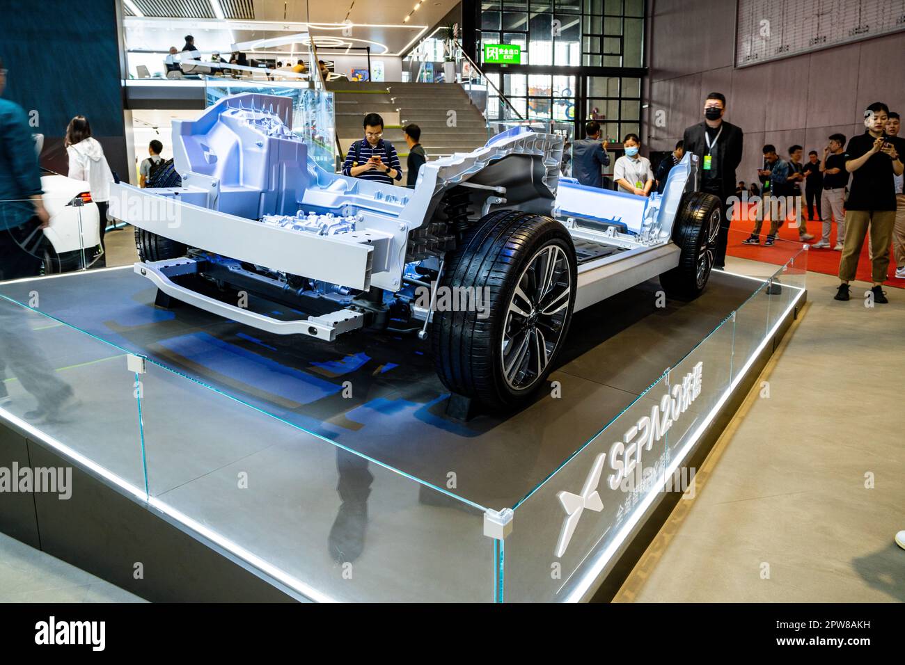 XPeng new SEPA 2.0 platform on display at the 2023 Shanghai Auto Show ...