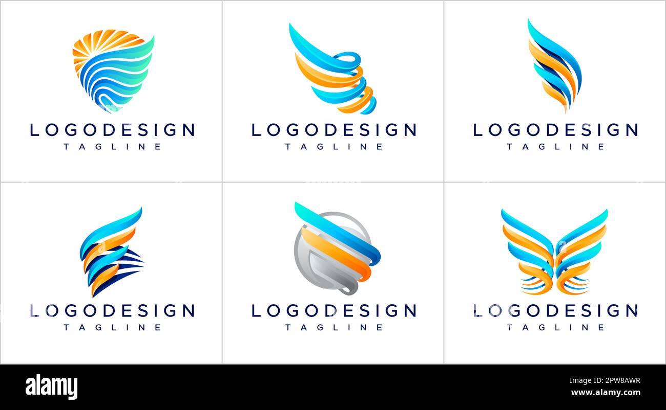 Colorful gradient wings logo design template. Modern wing logo vector ...