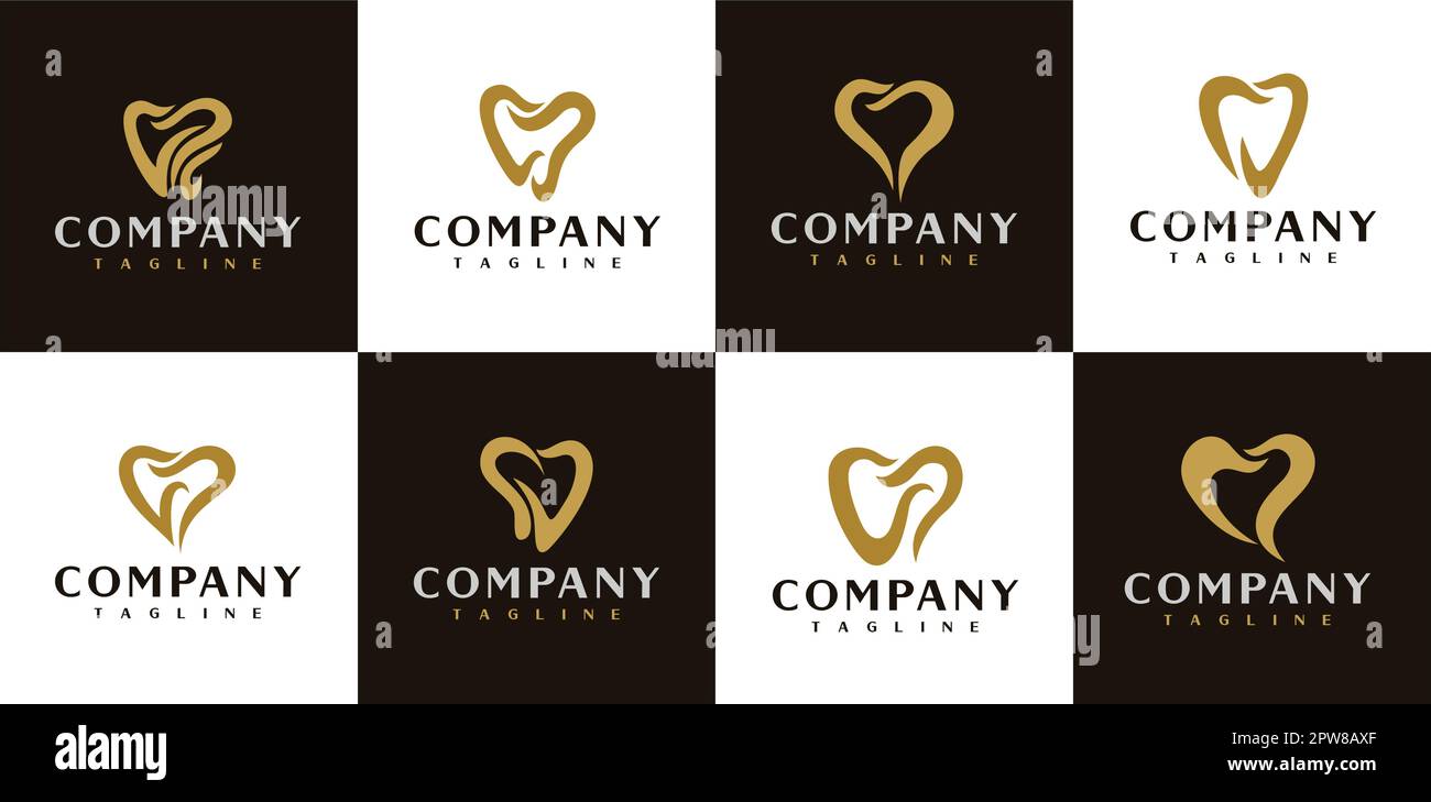 Simple dental tooth logo design template. Minimalist dental logo collection Stock Vector Image ...