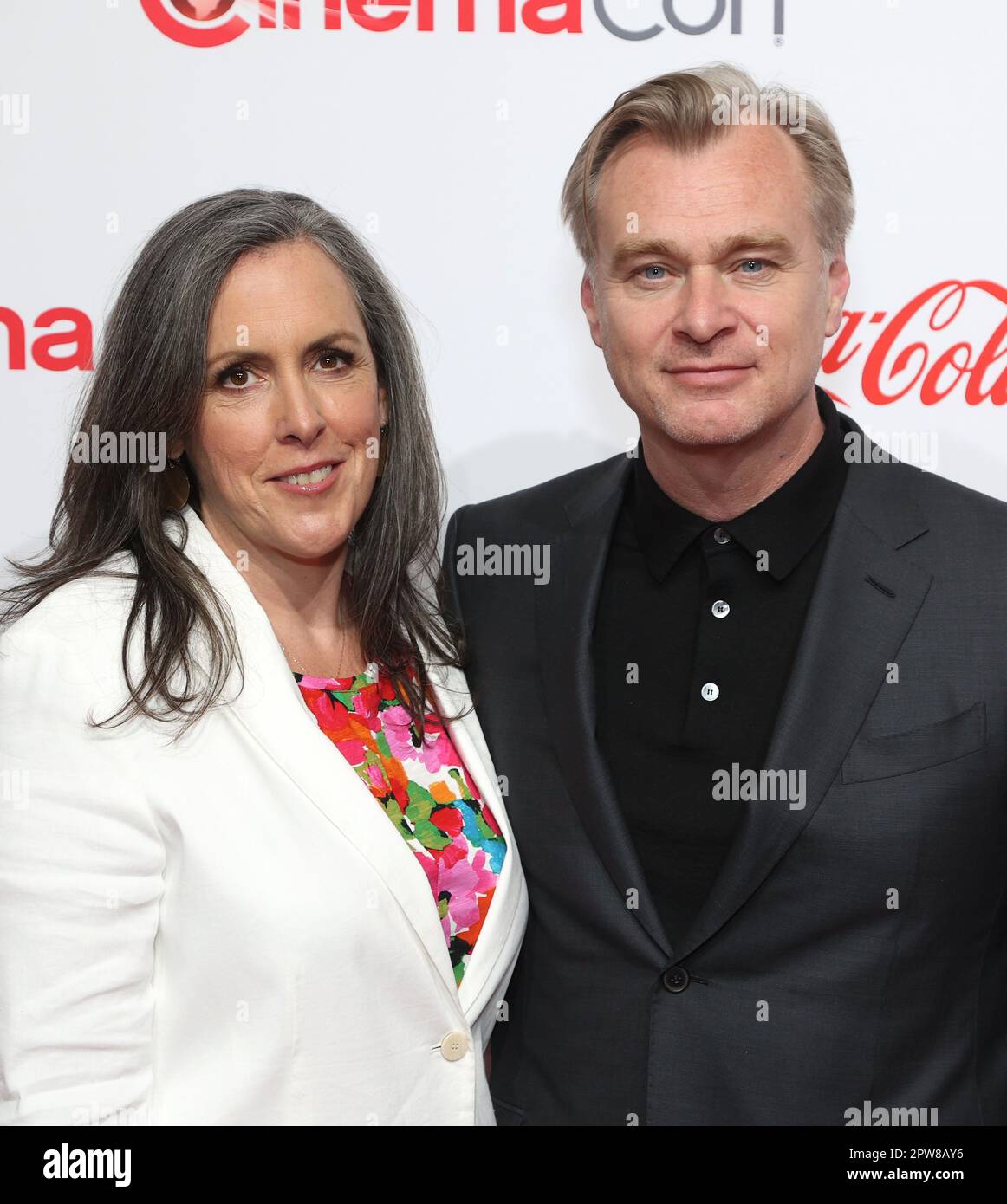 Las Vegas, USA. 27th Apr, 2023. Emma Thomas and Christopher Nolan arriving at the Big Screen ...