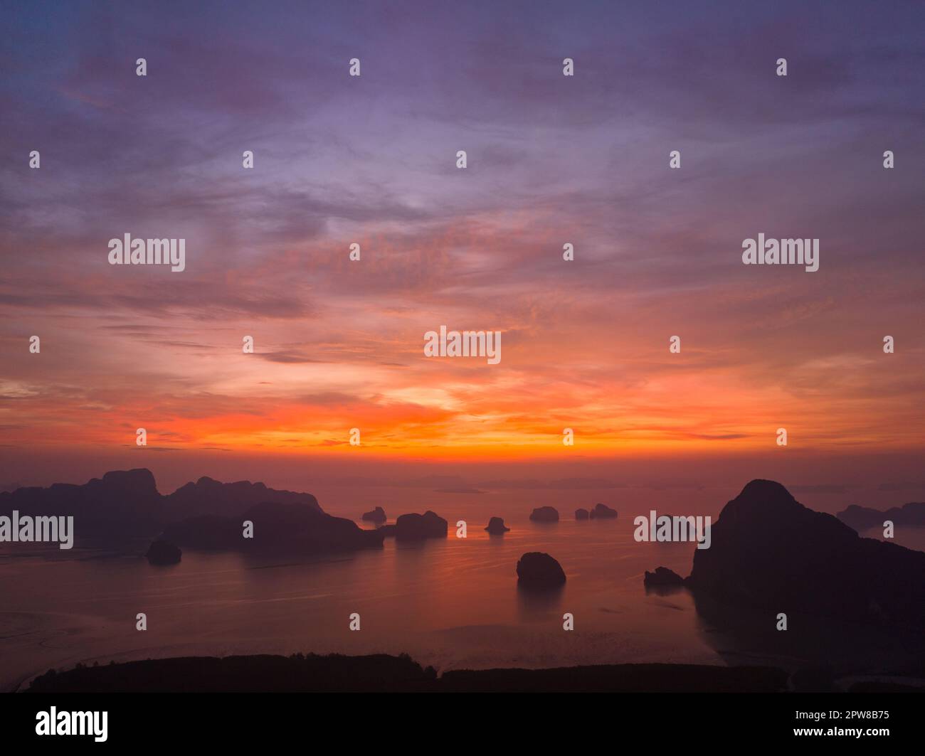 aerial view Amazing light of nature cloudscape sky above Samed Nang ...