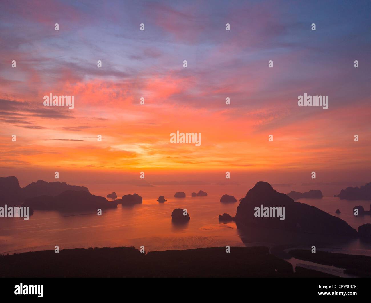aerial view Amazing light of nature cloudscape sky above Samed Nang ...