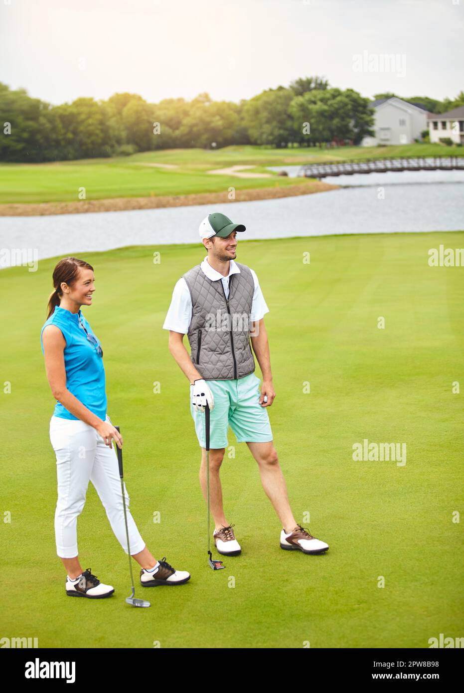 Golf allows you to spend quality time with loved ones. Full length shot ...