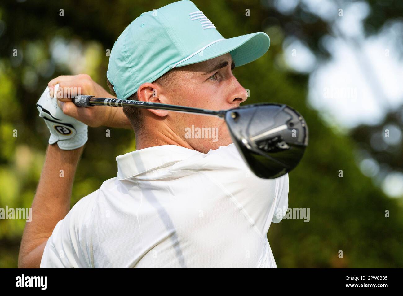 David Puig of Torque GC hits his shot from the fifth tee during the ...